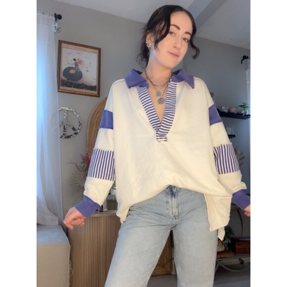 Free People | Tops | Free People Clean Prep Polo Ivory Combo | Poshmark